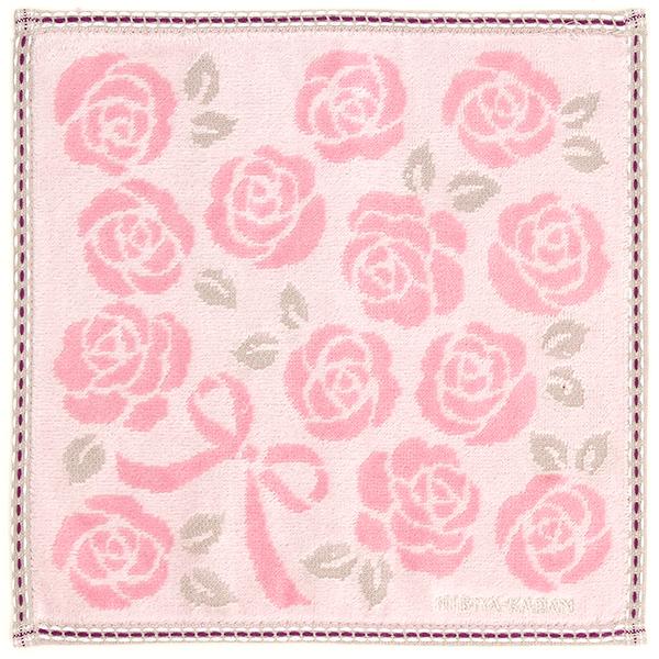 型番：2111540015ブランド：ブルーミング商品名：ヒビヤカダン　タオルハンカチ　バラモチーフ　縁取りステッチ　【日比谷花壇　HIBIYA-KADAN】カラー：ピンク/アイボリー/ネイビー