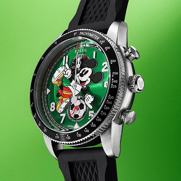 型番：LE1203ブランド：フォッシル商品名：Disney Mickey Mouse x Fossil ミッキーマウス サッカー 腕時計 メンズカラー：ブラック