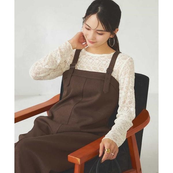 型番：K2EJA03079ブランド：アー・ヴェ・ヴェ商品名：【洗える】Iラインサスペンダー付きジャンスカカラー：ブラウン/ブラック