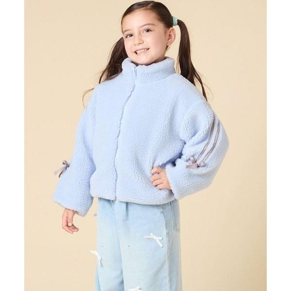 型番：KJJKA01069ブランド：アー・ヴェ・ヴェ商品名：[120-160]【おうちで洗える】モコモコラインスリーブボアブルゾンカラー：ライトブルー/ベージュ