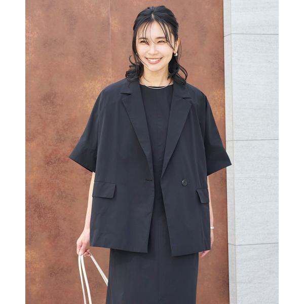 型番：JKUMGA0102ブランド：アンフィーロ商品名：【mi-molletコラボ】FINE MOVE ハーフスリーブジャケットカラー：ブラック/チャコール