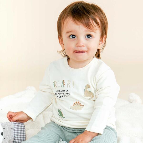 型番：1835-75537ブランド：スラップスリップ ベビー商品名：恐竜背びれつきTシャツベビー(70~80cm)カラー：オフホワイト/グリーン