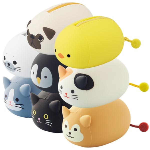 型番：A-7780ブランド：リヒトラブ商品名：SMART FIT PuniLabo 寝ころびポーチカラー：２シバイヌ/３クロネコ/４ハチワレネコ/１６アザラシ/１７ヒヨコ/７ミケネコ/１８パグ/１０ペンギン