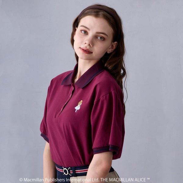 型番：5463-9017ブランド：NICOLE CLUB商品名：THE MACMILLAN ALICE マクミラン・アリスパフスリーブ刺繍コラボポロシャツカラー：07ボルドー/28オフホワイト/67ネイビー