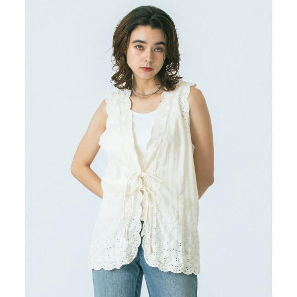 型番：210252014003ブランド：ローズバッド商品名：HLAADAforROSEBUD/EMBROIDERY GILETカラー：WHITE/BLACK