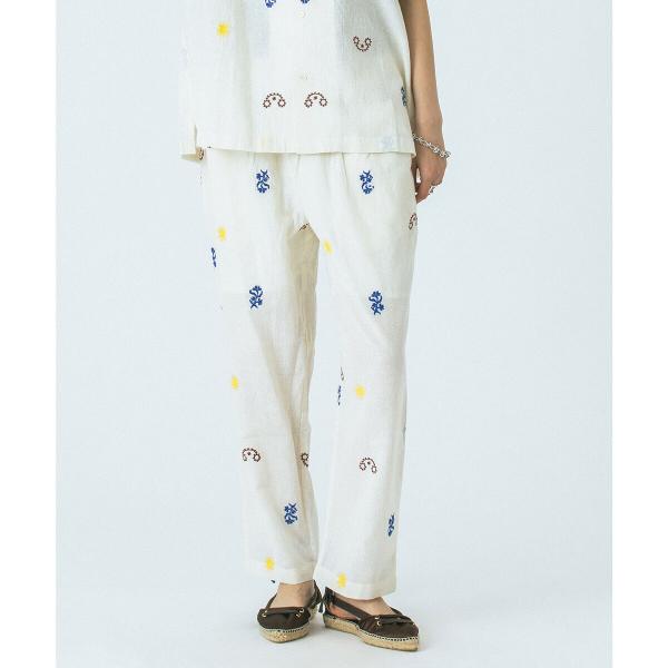 型番：210252031002ブランド：ローズバッド商品名：HLAADAforROSEBUD/EMBROIDERED PANTSカラー：OFF　WHITE/BLACK