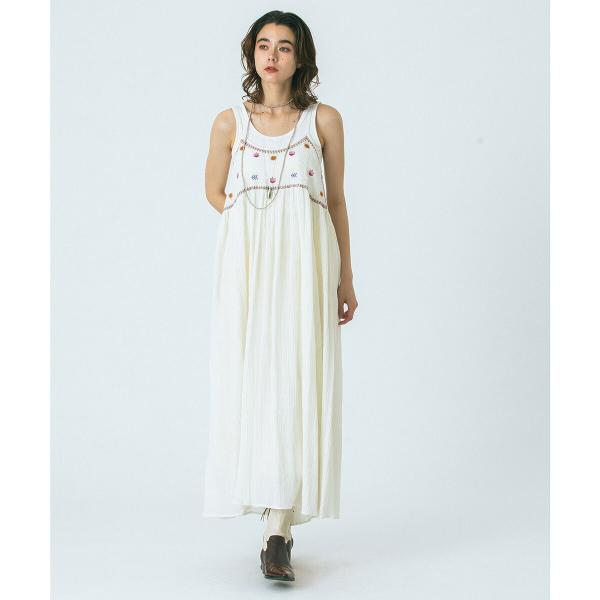 型番：210252041002ブランド：ローズバッド商品名：HLAADA for ROSE BUD/EMBROIDERY SLIP DRESSカラー：OFF　WHITE/BLACK