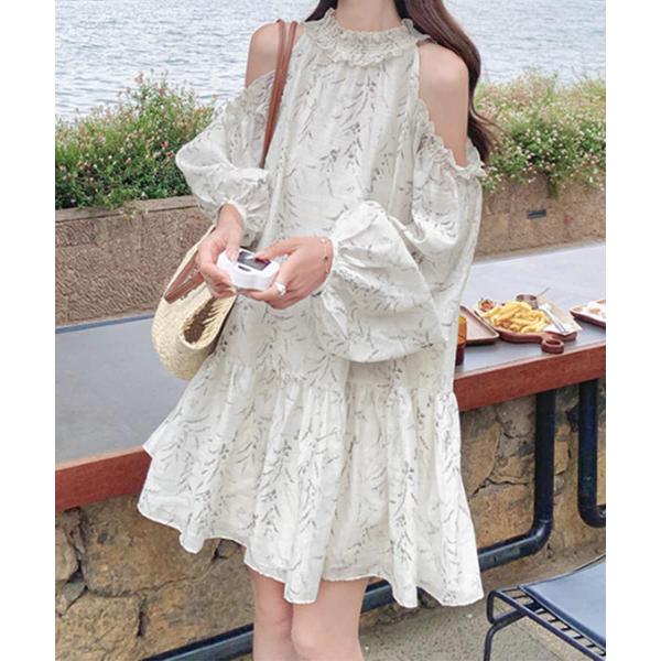 型番：6GUJI-001ブランド：ミニミニストア商品名：オフショルダー ティアードミニワンピースカラー：アイボリー