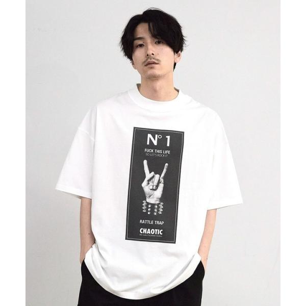 型番：M0553UTS324ブランド：ラトルトラップ商品名：【CHAOTIC】別注メロイックサインプリントオーバーサイズTシャツカラー：ホワイト/ブラック