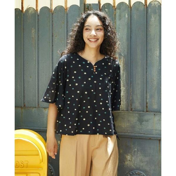 型番：GJKJA30160ブランド：ホコモモラ商品名：【接触冷感】Charco ドットドロストカットソーカラー：グリーン/ブラック