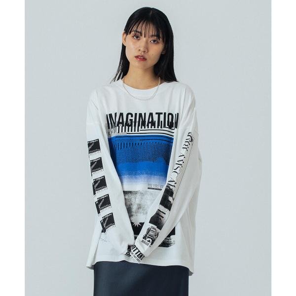 型番：208253011001ブランド：ローズバッド商品名：OKIRAKU×ROSEBUD/GRAPHIC LONG SLEEVE TEEカラー：WHITE/BLACK