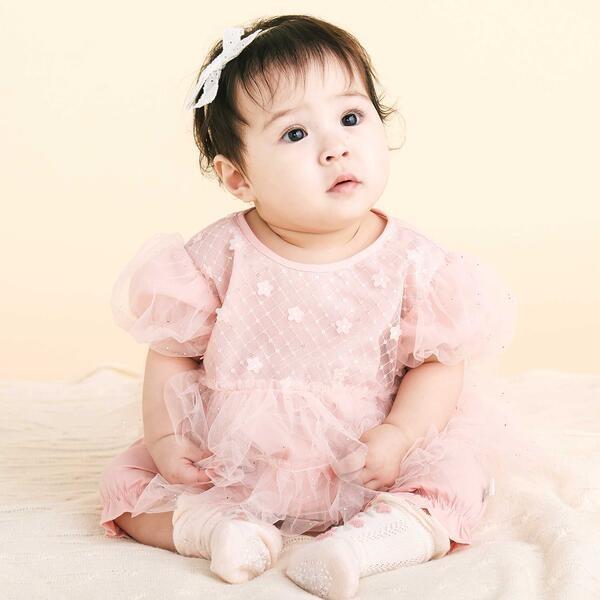 型番：1822-76039ブランド：スラップスリップ ベビー商品名：【お揃い】スカラップチュールスカートドッキングワンピース+ブルマセットアップベビー(70~80cm)カラー：オフホワイト×パープル/ピンク