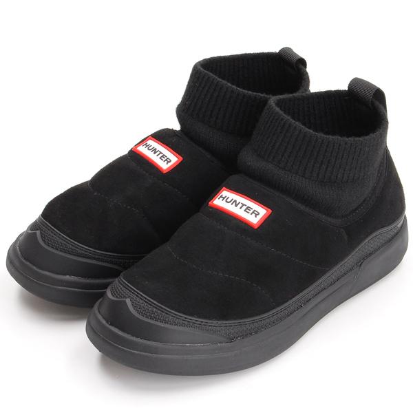 ハンター HUNTER ユニセックス イン アウト ビーガン スエード ニッテッド カフ ブーツ ブラック UFS7115REN-BLK シューズ HUNTER（ハンター） ユニセックス イン/アウト ビーガン スエード