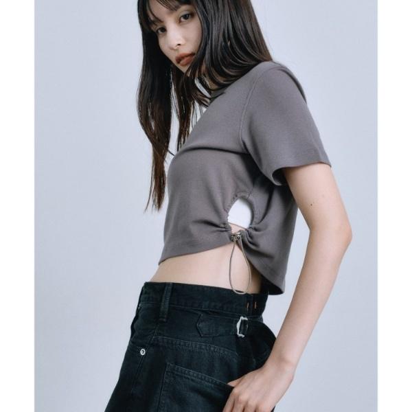 型番：R9913007ブランド：コードエー商品名：drawstring crop teeカラー：ホワイト（００１）/ライトグレー（０１１）/グレー（０１２）
