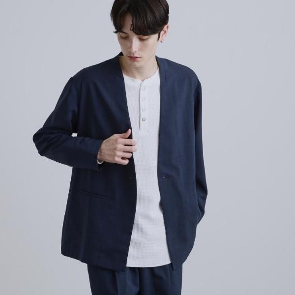 型番：17064142ブランド：ティーケー タケオキクチ商品名：【2点セットジャケット＋パンツ】エアリードライノーカラージャケット＆スラックスカラー：チャコールグレー（０１４）/ブラック（０１９）/ネイビー（０９４）