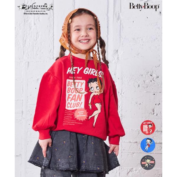 型番：0120452005ブランド：マーキーズ商品名：【Betty Boop(TM)/ベティー ブープ(TM)】別注プリントトレーナ−カラー：Ｃ２０ブルー/Ｇ７０レッド/Ｂ７０チャコール