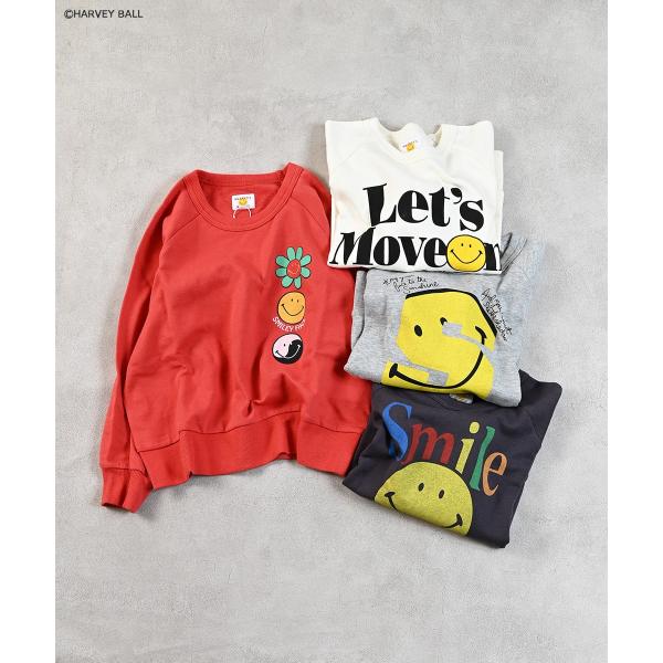 型番：0120452011ブランド：マーキーズ商品名：【HARVEY BALL】別注 SMILEY FACE プリントトレーナーカラー：Ｂ７０チャコール/Ｂ１０オフホワイト/Ｂ６１グレー杢/Ｇ７０レッド