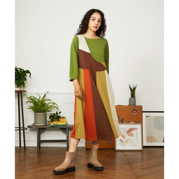 型番：GJPJB36300ブランド：ホコモモラ商品名：Rompecabezas パッチワークワンピースカラー：グリーン/ブルー