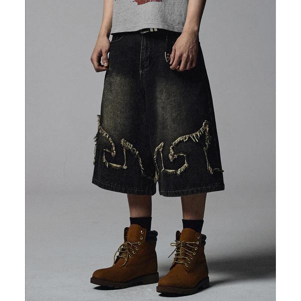 型番：7845910250ブランド：エルエイチピー商品名：NOT4NERD／ノットフォーナード／FLAME DENIM SHORTSカラー：ブラック/ブルー