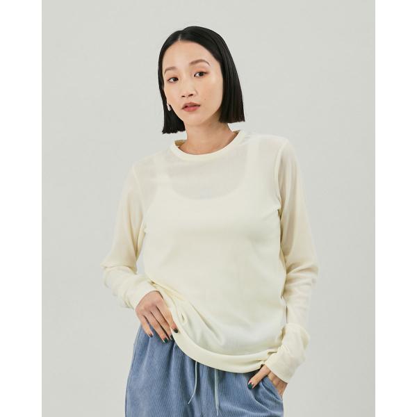 型番：401RC311ブランド：ジャンセン商品名：チュールフロッキークルーネックプルオーバーカラー：アイボリー/ライトグレー