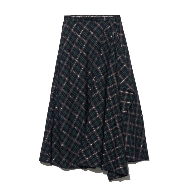 型番：401RC704ブランド：ジャンセン商品名：ラメチェックギャザー巻きスカートカラー：ゴールド/シルバー