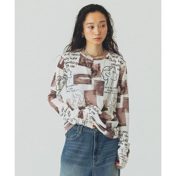 型番：202253013012ブランド：ローズバッド商品名：ART PRINT L/S TEEカラー：WHITE/LT　YELLOW