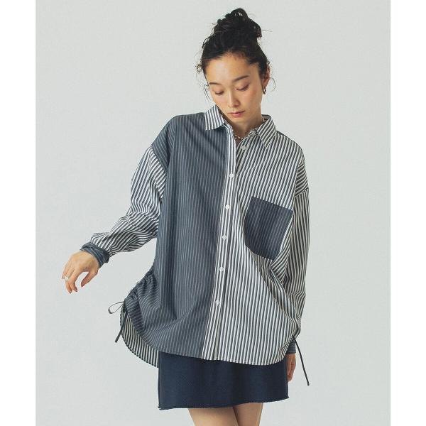 型番：202253014003ブランド：ローズバッド商品名：STRIPE DRAWSTRING SHIRTSカラー：WHITE/BLUE/NAVY