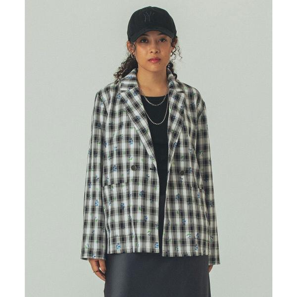 型番：205253021001ブランド：ローズバッド商品名：mag.byc/FLOWER PRINT CHECK SHIRTカラー：BROWN/BLACK