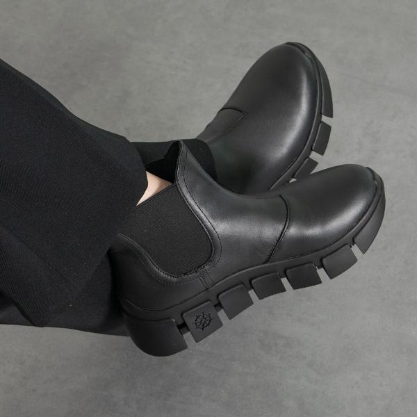 型番：954110ブランド：ブソラ商品名：bussola◆5cmヒール◆晴雨兼用厚底サイドゴアショートブーツカラー：ブラック