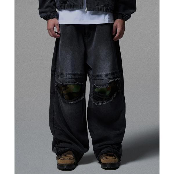 型番：7845910244ブランド：エルエイチピー商品名：NOT4NERD／ノットフォーナード／CAMO PATCHWORK DENIM PANTSカラー：ブラック/ブルー
