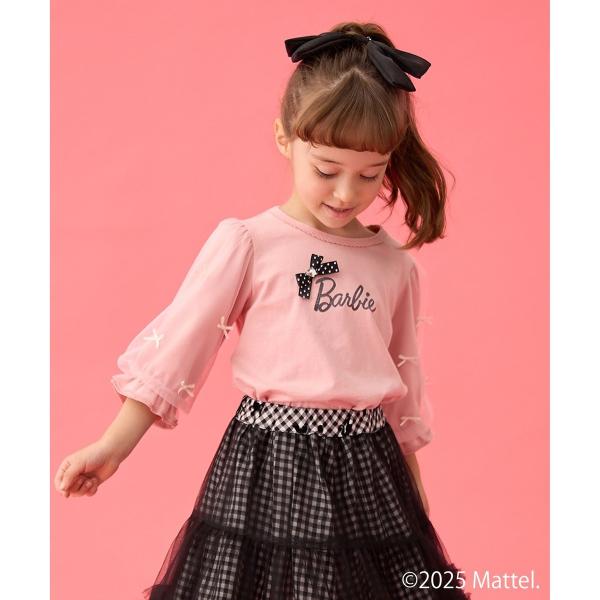 型番：KKFSGA0271ブランド：エニィ商品名：【Barbie(TM)】リボン 七分袖Tシャツカラー：ピンク/ブラック
