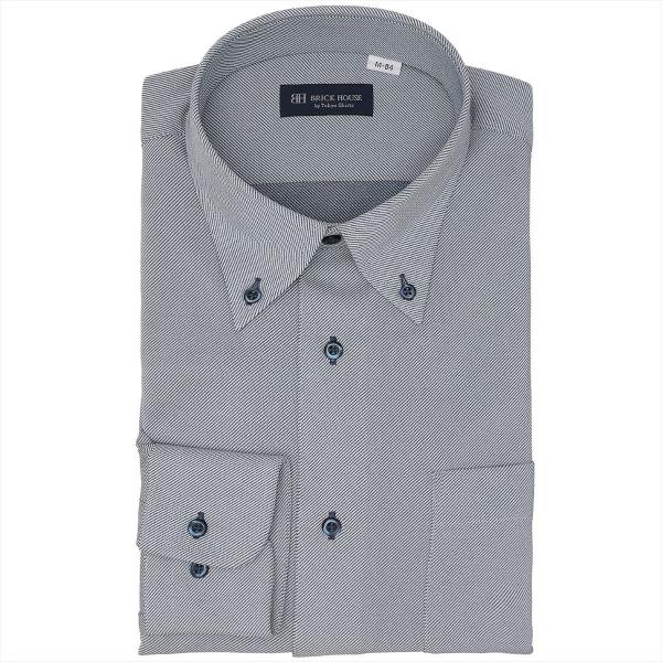 型番：BM01J701AB16B2Nブランド：ブリックハウス商品名：ボタンダウン 長袖 形態安定 ニットシャツ （使用素材：東レFIELDSENSOR(R)秒乾(R)）カラー：ブルー