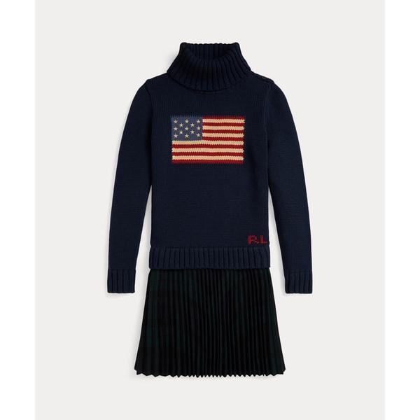 型番：CWPODRSG3D21081ブランド：ポロ ラルフ ローレン商品名：(ガールズ 7才〜16才)フラッグ チェックスカート コットン セーター ドレスカラー：410ネイビー