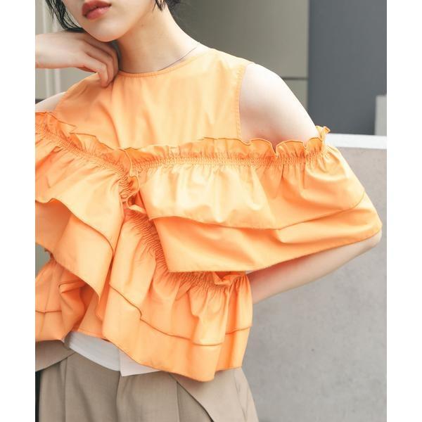 型番：KBA5-23J370ブランド：KBF商品名：マルチWAYクロスフリルブラウスカラー：アイボリー/ブラック/オレンジ
