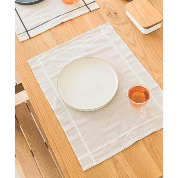 型番：DP13-4TC143ブランド：アーバンリサーチ ドアーズ商品名：DOORS LIVING PRODUCTS　コットンリネンランチマット ラインカラー：ホワイト/ブラック