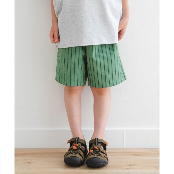 型番：DRA5-34B377ブランド：アーバンリサーチ ドアーズ商品名：『WEB/一部店舗限定サイズ』ストライプショートパンツ(KIDS)カラー：ベージュ/グリーン
