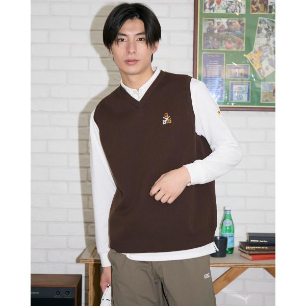 型番：312RC600ブランド：ゴールデンベア商品名：BEAR ニットベスト　【GBGOLF】カラー：ブラウン/ネイビー/ダークグリーン