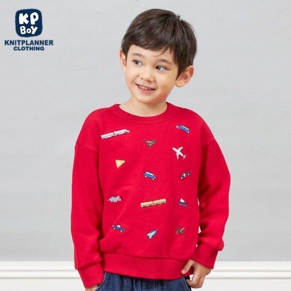 型番：2143231ブランド：ケーピー商品名：KPBOY 乗り物恐竜刺しゅうの裏毛トレーナー(80〜150)カラー：赤/黄/黒