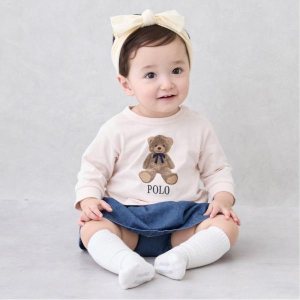 型番：9653568ブランド：プティマイン商品名：【POLO BCS】クマグラフィック長袖T+スカパンセットカラー：ライト　ピンク/アイボリー