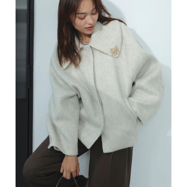 型番：BVL45050ブランド：ビス商品名：【アウター総選挙1位】ビッグカラーモモンガシャギーショートコートカラー：ブラック(01)/グレー(07)/オフホワイト(15)