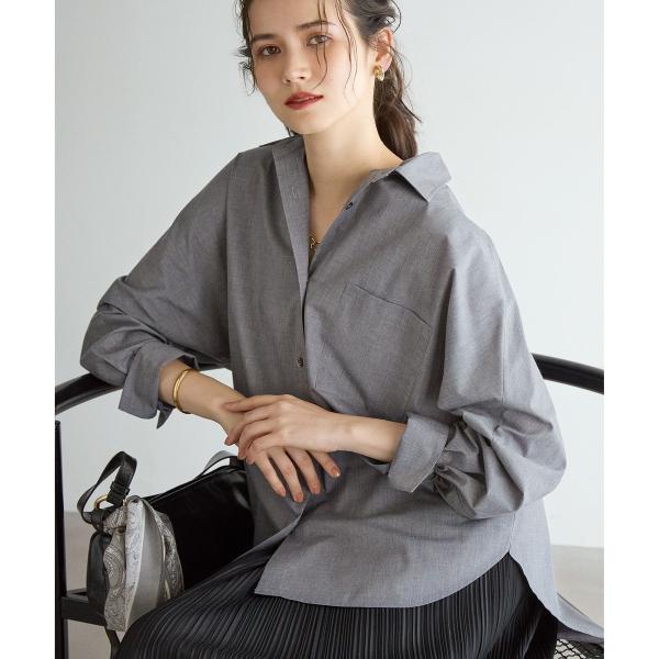 型番：BLSWGA0930ブランド：23区商品名：【SLOW/一部店舗限定】ライトタンブラータフタ バックボタン シャツカラー：ライトグレー系/カーキ系