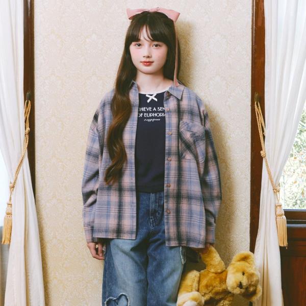 型番：8153231ブランド：メゾピアノジュニア商品名：シャツ＆レースつきTシャツセットカラー：ピンク/グレー