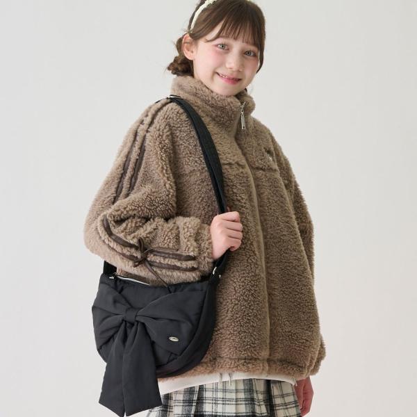 型番：8153401ブランド：メゾピアノジュニア商品名：ふんわりリボンの三日月ショルダーバッグカラー：黒/白/ピンク