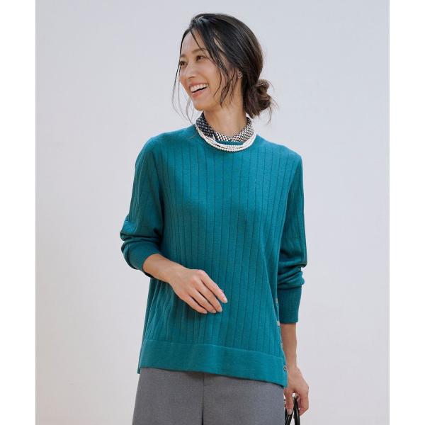 型番：KRGTGW0051ブランド：Ｊプレス商品名：WORETED WOOL BLEND クルーネック ニットカラー：エメラルド系/オレンジ系/グレー系/ネイビー系