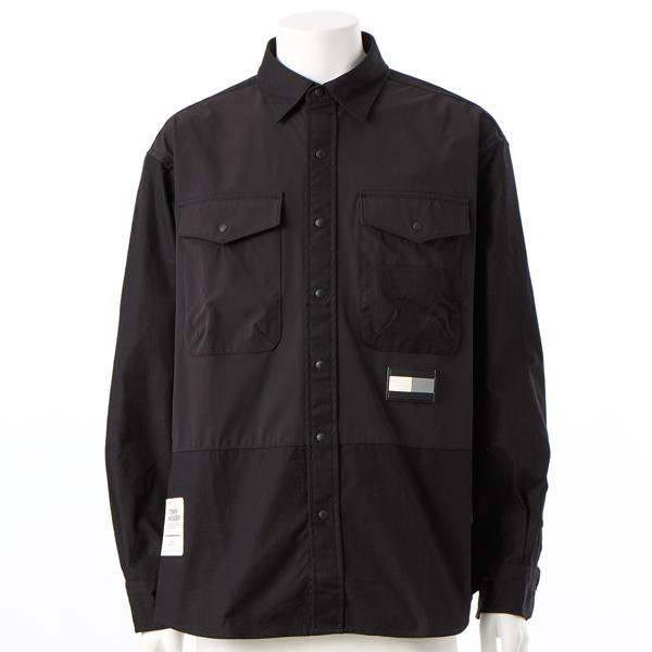 型番：MW42944ブランド：トミー ヒルフィガー商品名：MODERN ATHLETIC ミックスファブリックユーティリティシャツカラー：ブラックＢＤＳ/ホワイトＺ００