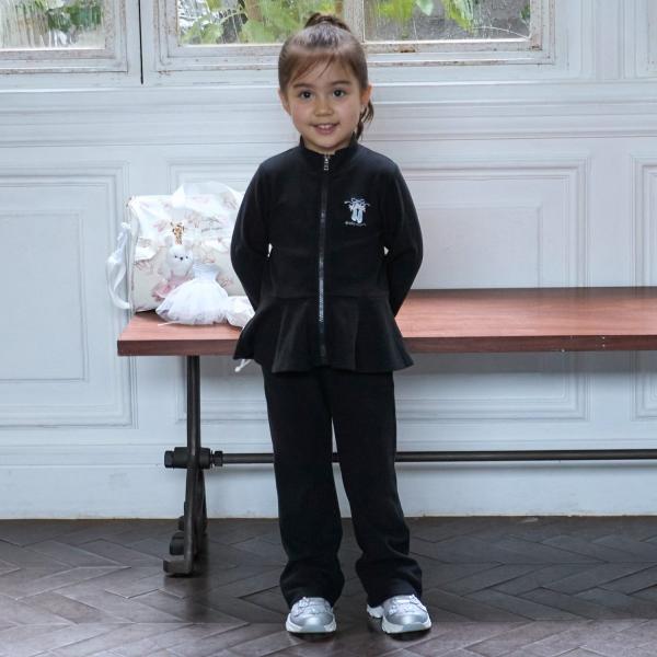 型番：9653323ブランド：プティマイン商品名：【バレエ】ペプラムジップアップパンツSETカラー：黒/ライト　ピンク