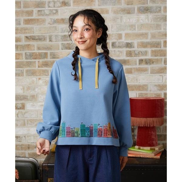 型番：GJKLA02180ブランド：ホコモモラ商品名：Paisaje de la ciudad ハウスプリントカットソーカラー：ライトブルー/アイボリー