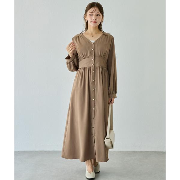 型番：5757046ブランド：ラビアンジェ商品名：ウエスト切替ワンピースカラー：66モカ/72グリーン/83ネイビー