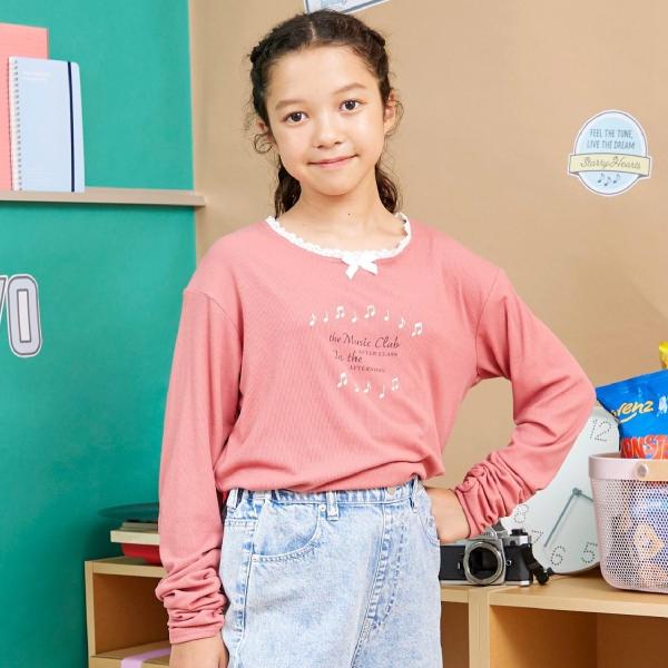 型番：2153231ブランド：ケーピー商品名：【Trois Lapins】 衿レース テレコ長袖Tシャツカラー：ピンク/紺