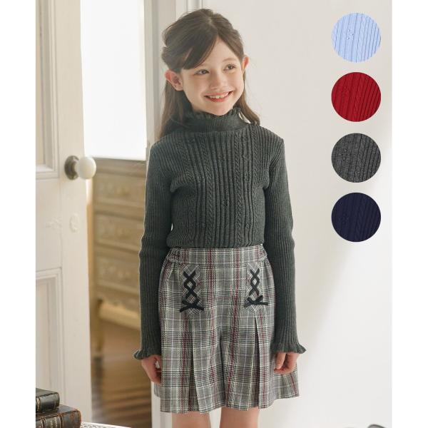 型番：KRKGGW0914ブランド：組曲商品名：【150-160cm】フラワードット リブニットカラー：ネイビー/チャコールグレー/レッド/サックスブルー